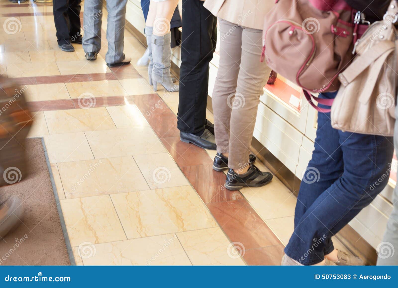 People in Front of Airport Counter Stock Image - Image of foot, human ...
