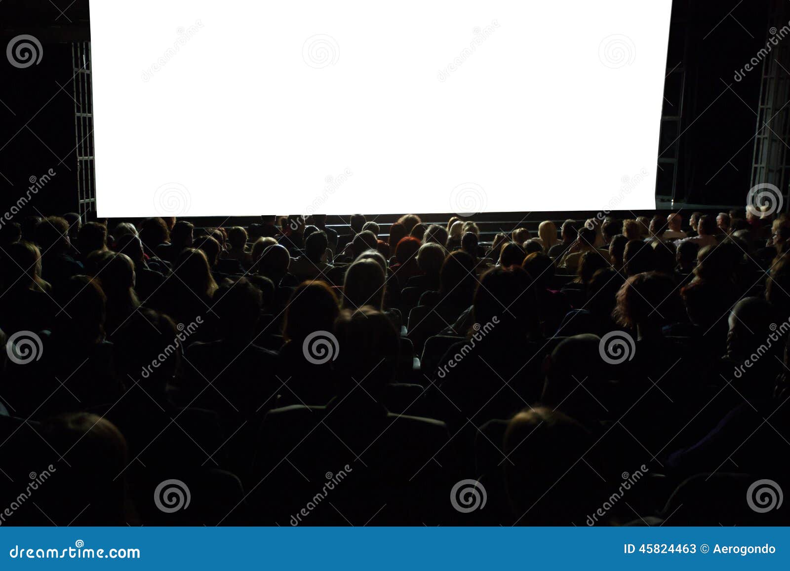 People in Front of Cinema Screen Stock Image - Image of attendance ...