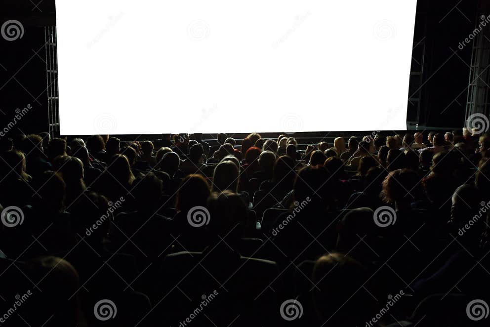 People in Front of Cinema Screen Stock Image - Image of attendance ...