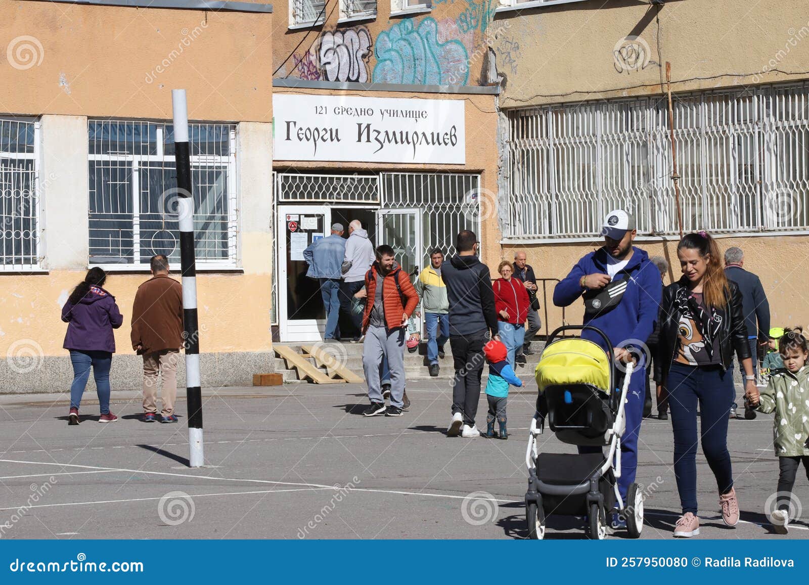 People in Front of Voting Sections for Elections of Bulgarian ...