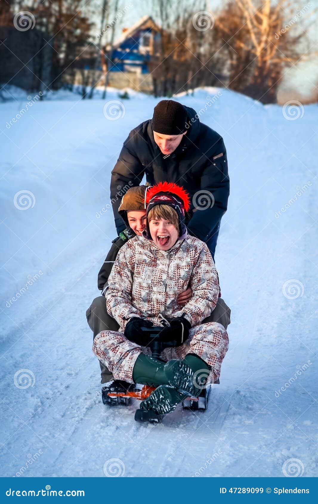 People fun sledding stock image. Image of happiness, fitness - 47289099