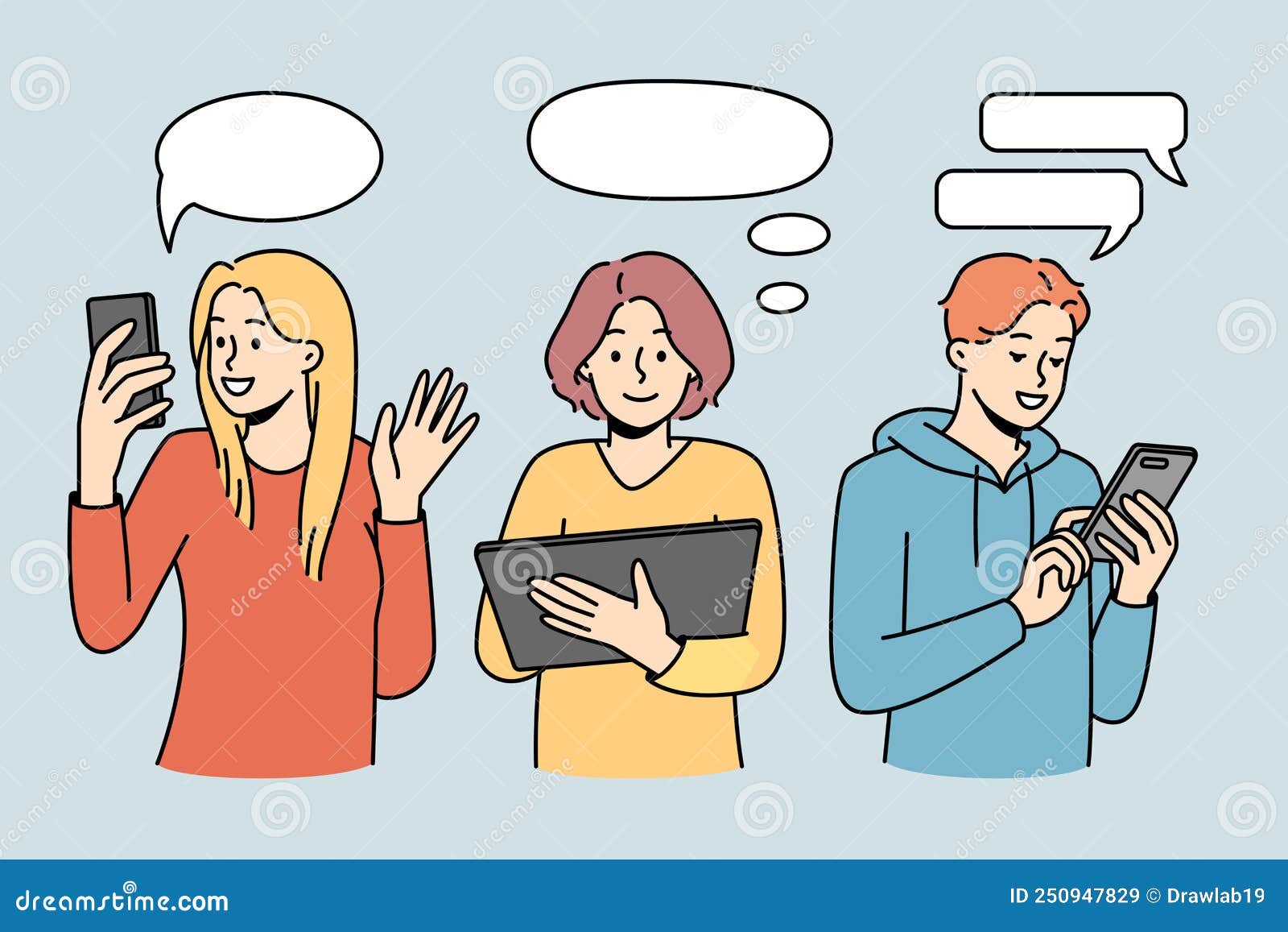 People with Gadgets Communicate Online Stock Vector - Illustration of ...