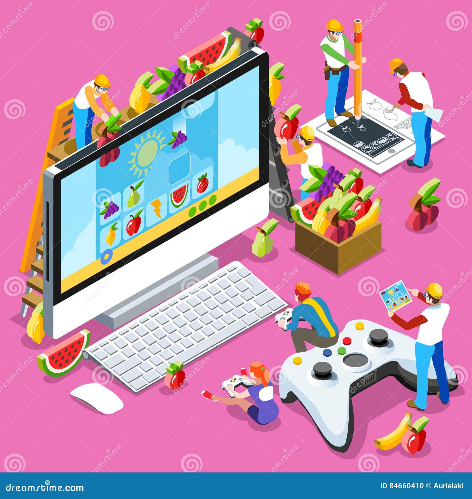 People Gaming Computer Video Game Isometric Vector Illustration Stock ... People Gaming Computer Video Game Isometric Vector Illustration Stock ...