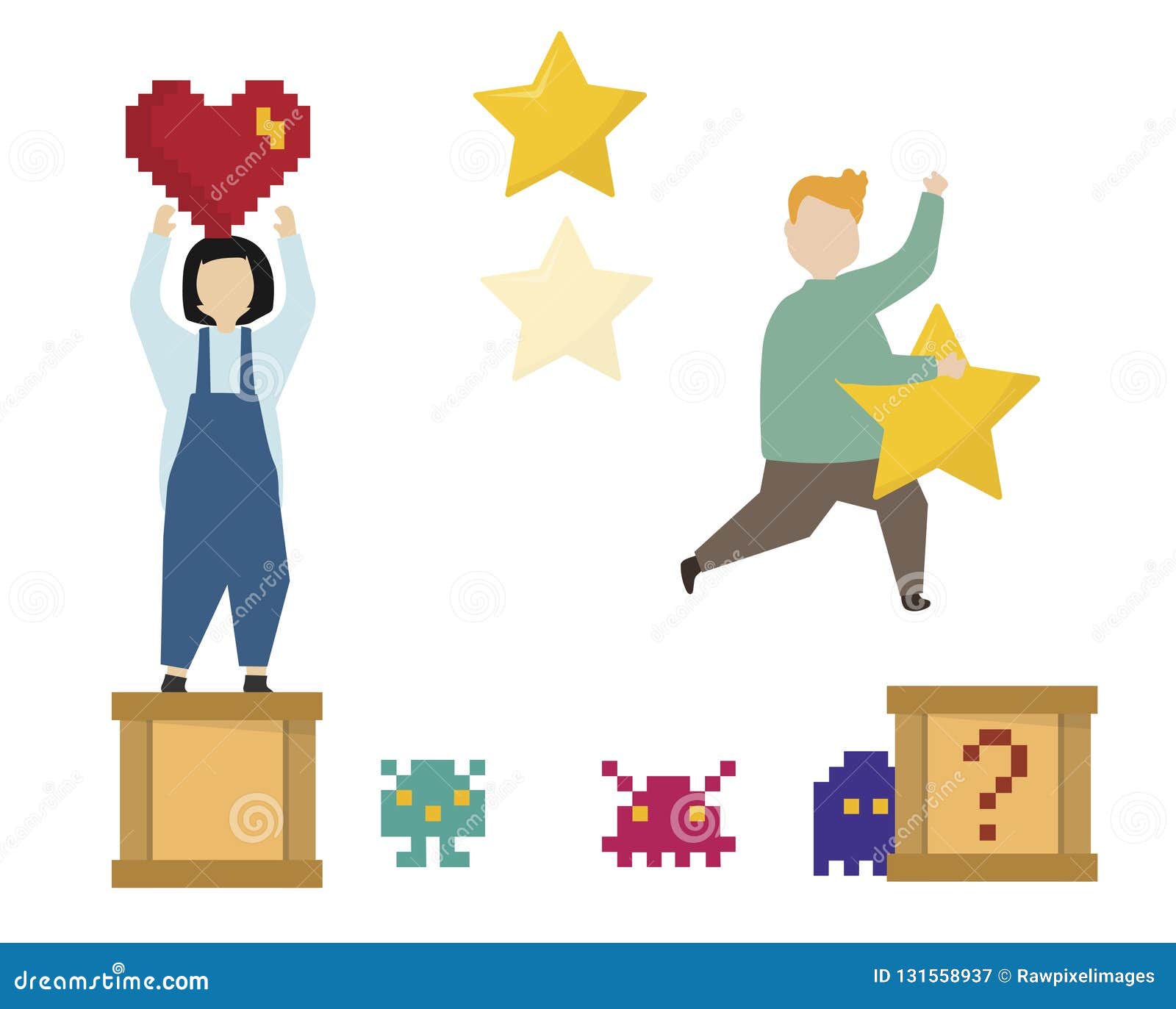 People with Gaming Icons Illustration Stock Vector - Illustration of ...