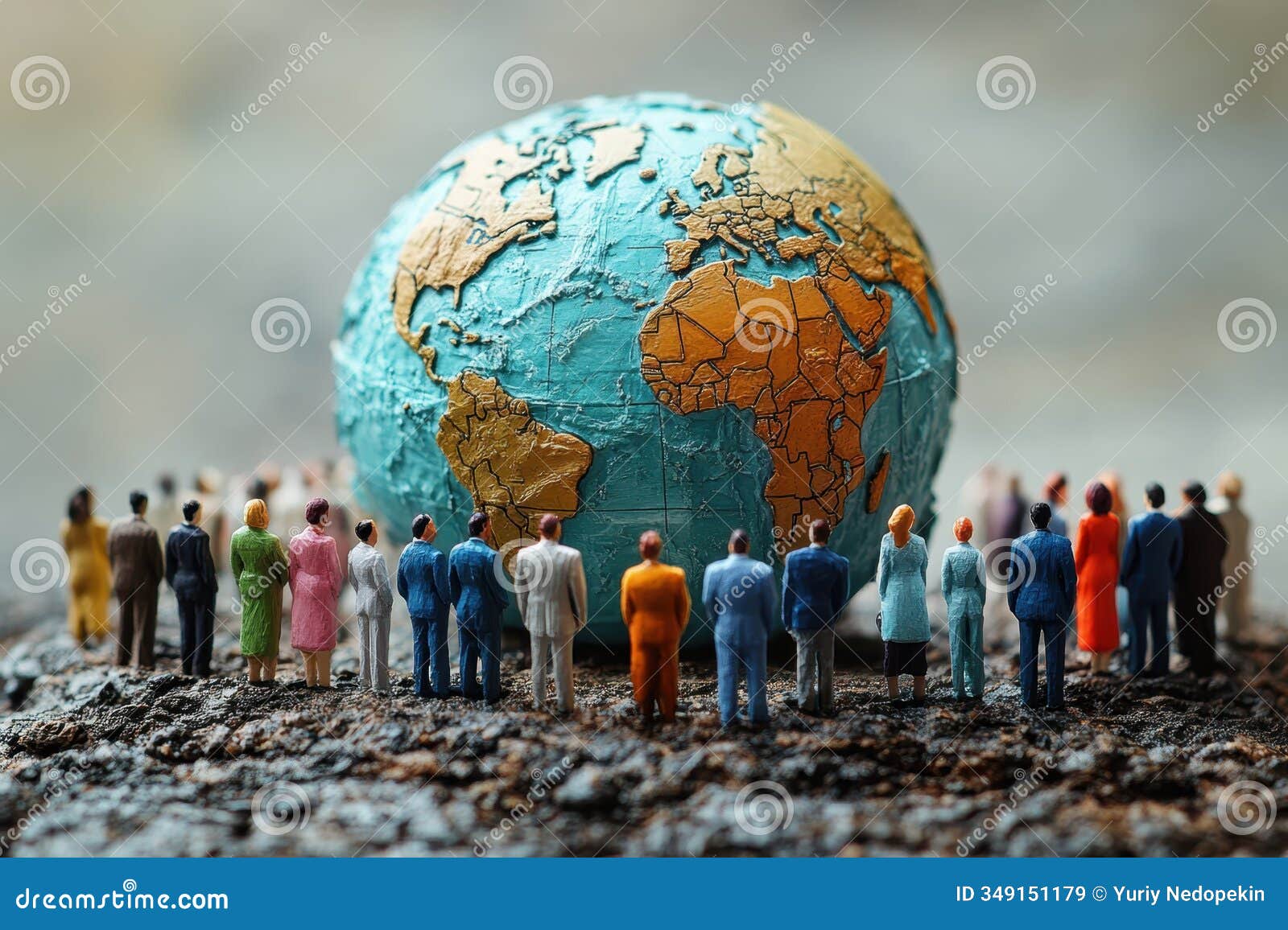 People Gathered Around a Globe Representing Unity and Diversity in a ...