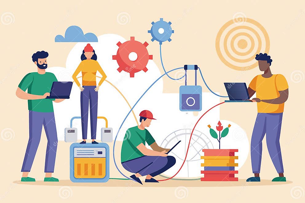 People Gathered Around a Laptop Computer, Discussing and ...