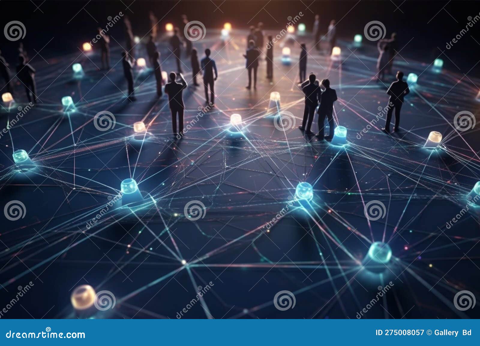 People are Gathered Around a Network with Lights and the Words we are ...