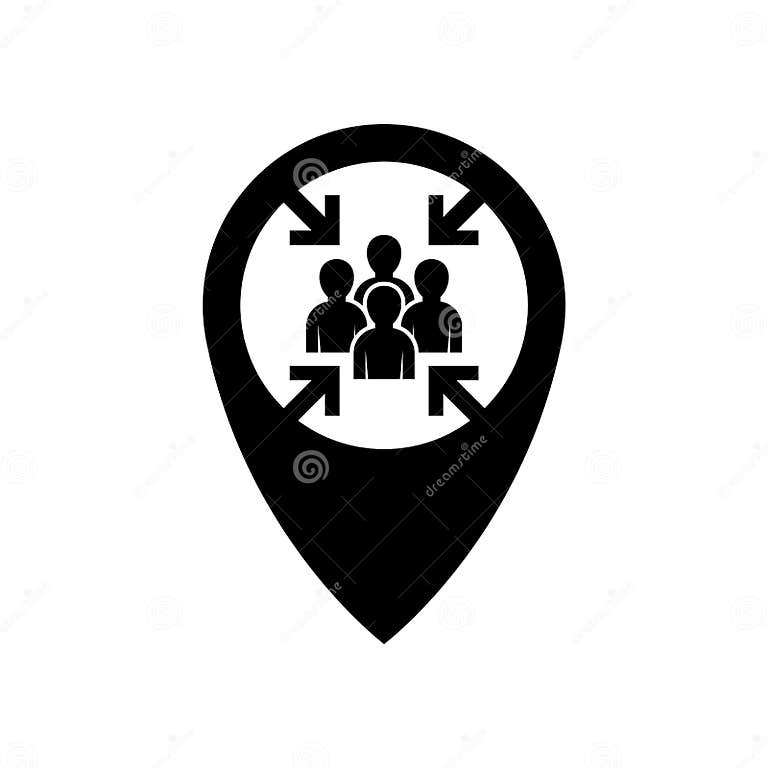 People Gathering Point Vector Icon. Pointer for a Map with a Group of ...