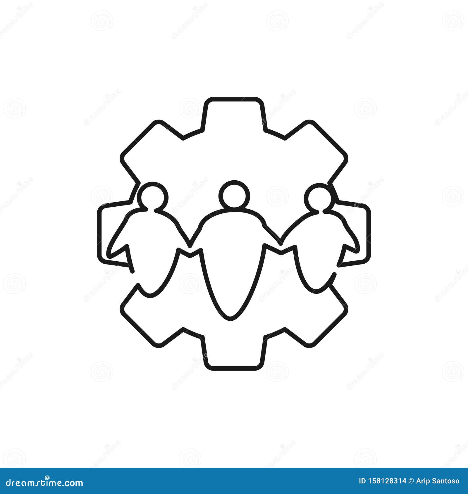 People Gear Machine Commitment Teamwork Together Outline Logo Stock Vector - Illustration of ...