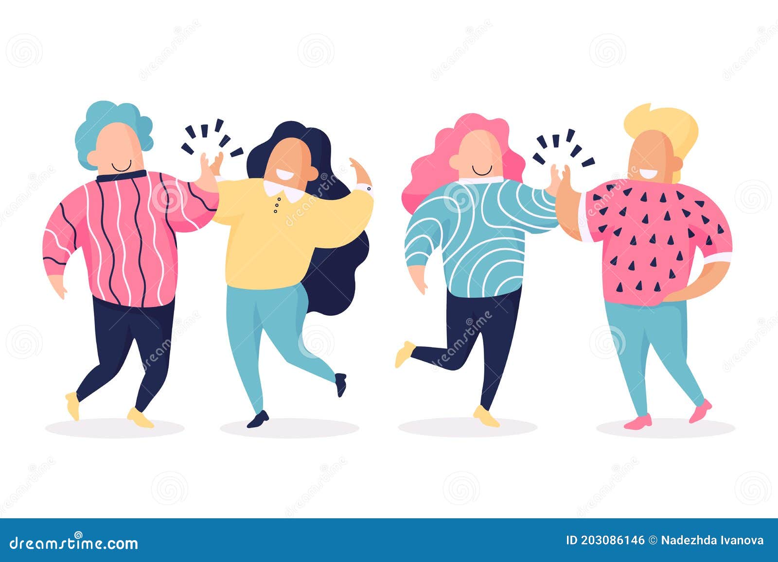 People Gesturing High Five Pose Vector Illustration Stock Illustration ...