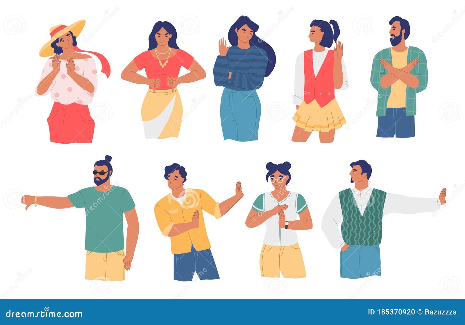 People Gesturing To Show Disagreement, Vector Flat Isolated ...