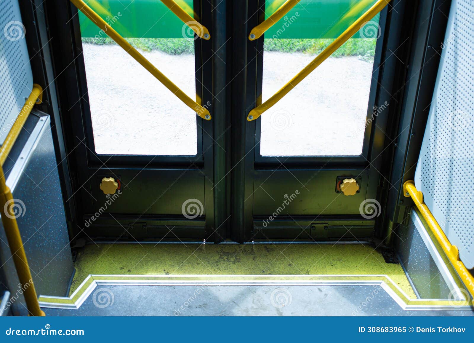 People Get Off the Bus at a Public Stop Close-up in the Summer at ...