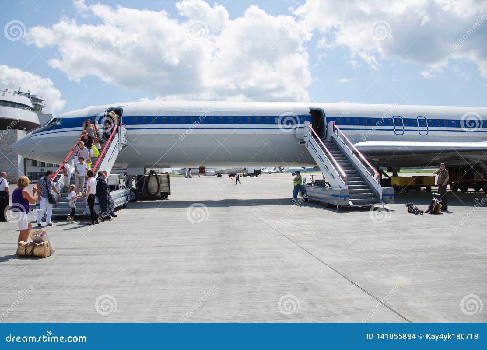 People Get Off the Plane at the Airport Editorial Stock Image - Image ...