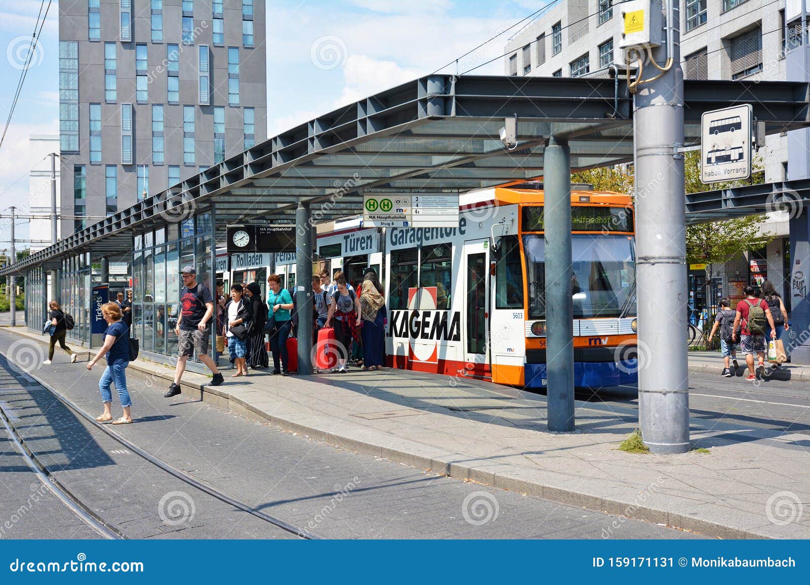 People Getting Out of Cable Car at Station in Front of Mannheim ...