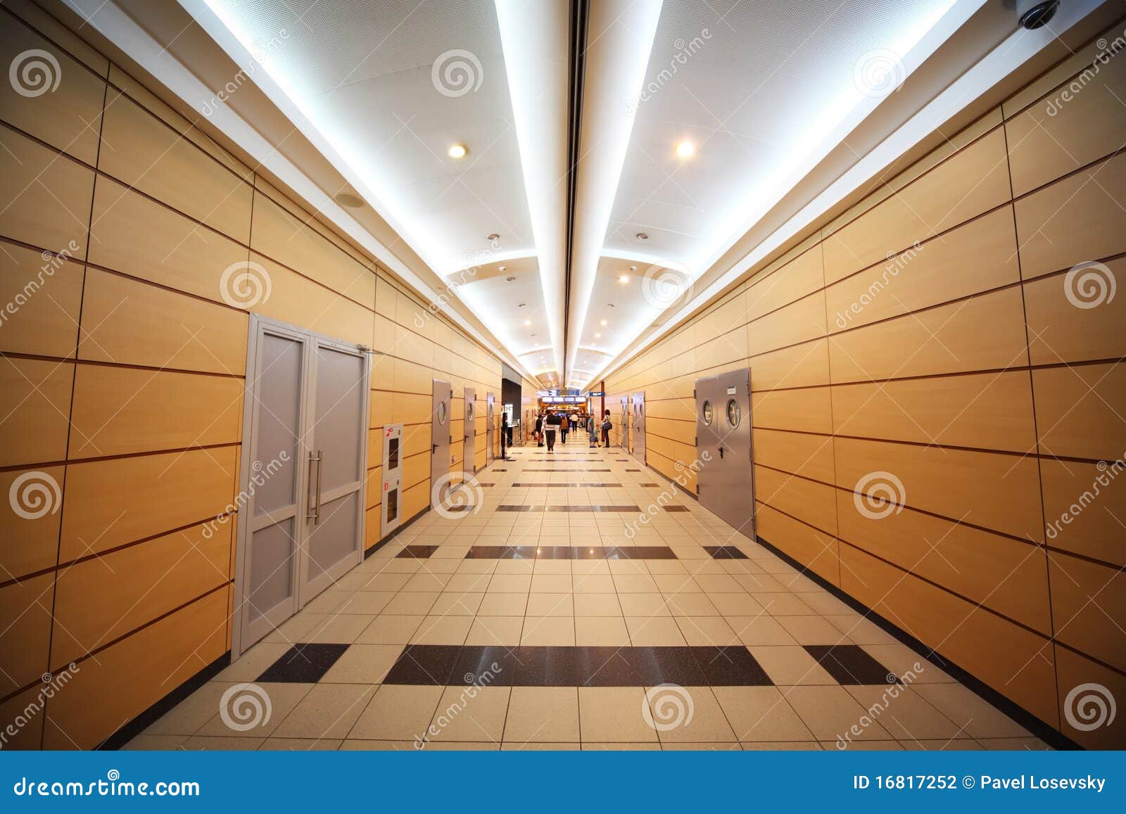 People Go through Corridor in Airport Stock Photo - Image of tunnel ...