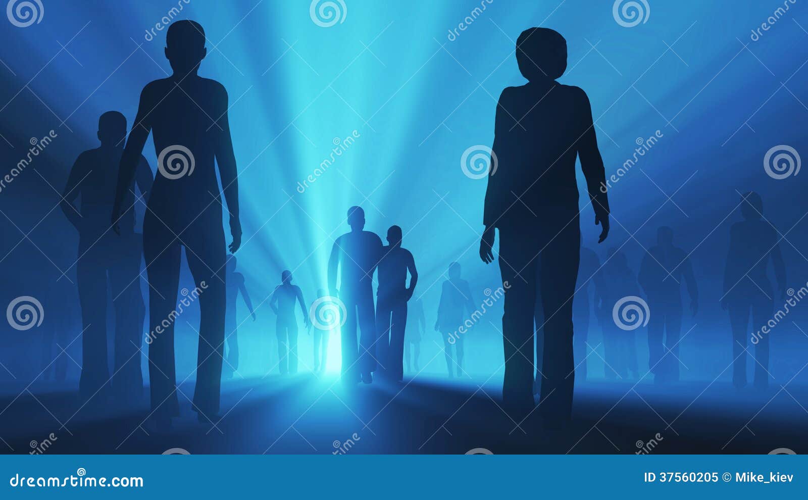 People go to the light stock illustration. Illustration of clouds ...