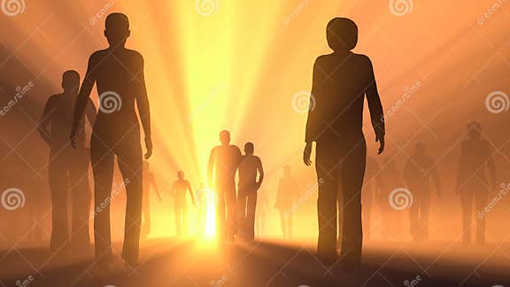 People go to the light stock illustration. Illustration of glow - 37560210