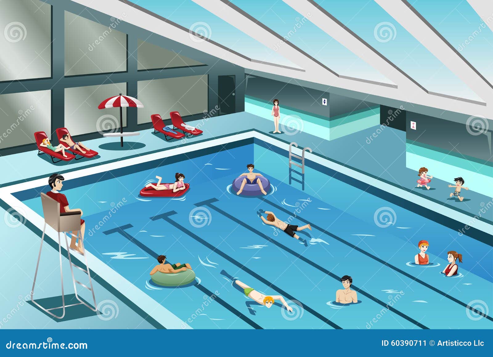 People Going Swimming stock vector. Illustration of smile - 60390711