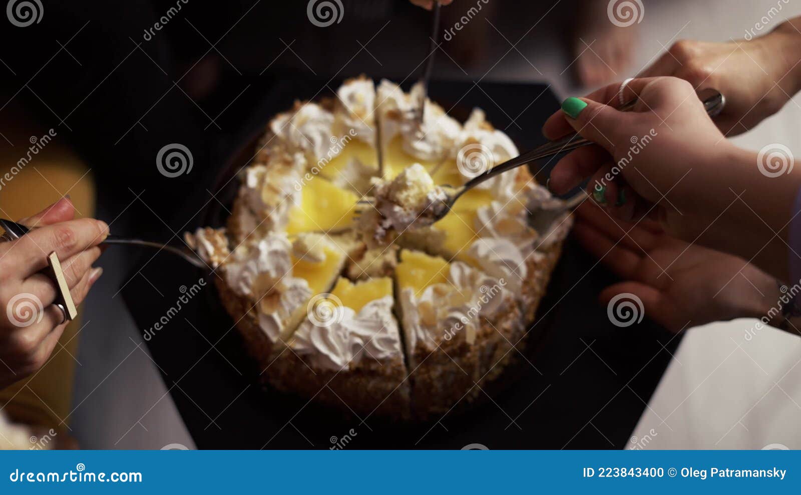 People Grabbing Cake Slices Using Forks Stock Footage - Video of family ...