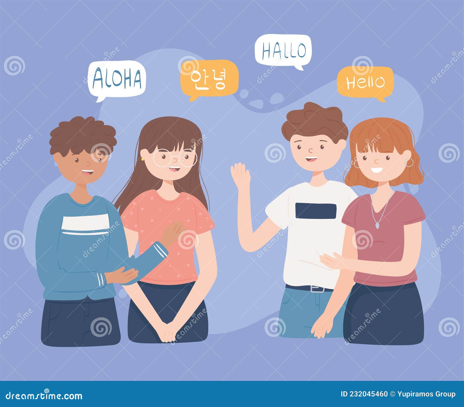 People Greetings Poses Set, Cartoon Man Woman Characters Greet, Posing ...