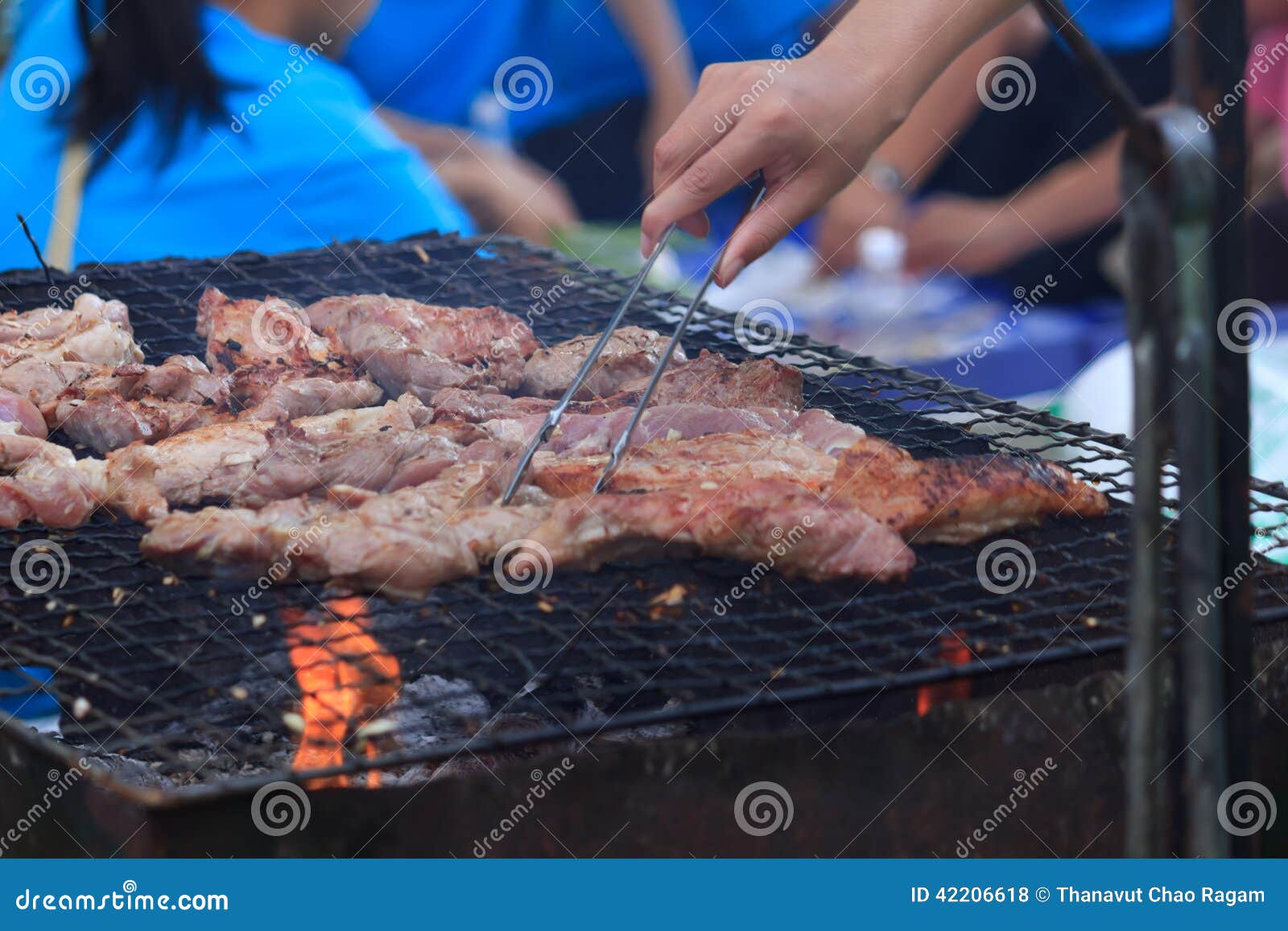People are grilling pork stock photo. Image of barbecue - 42206618