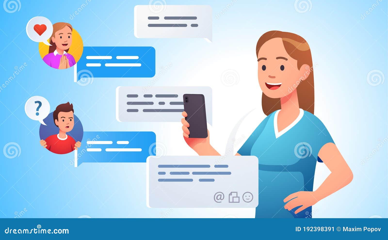 People Group Chatting Messaging Using Chat App Stock Vector ...