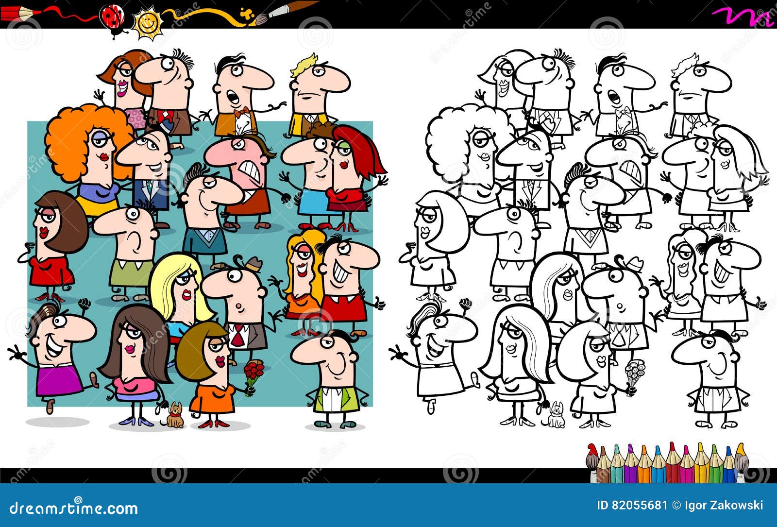 People group coloring book stock vector. Illustration of couple - 82055681