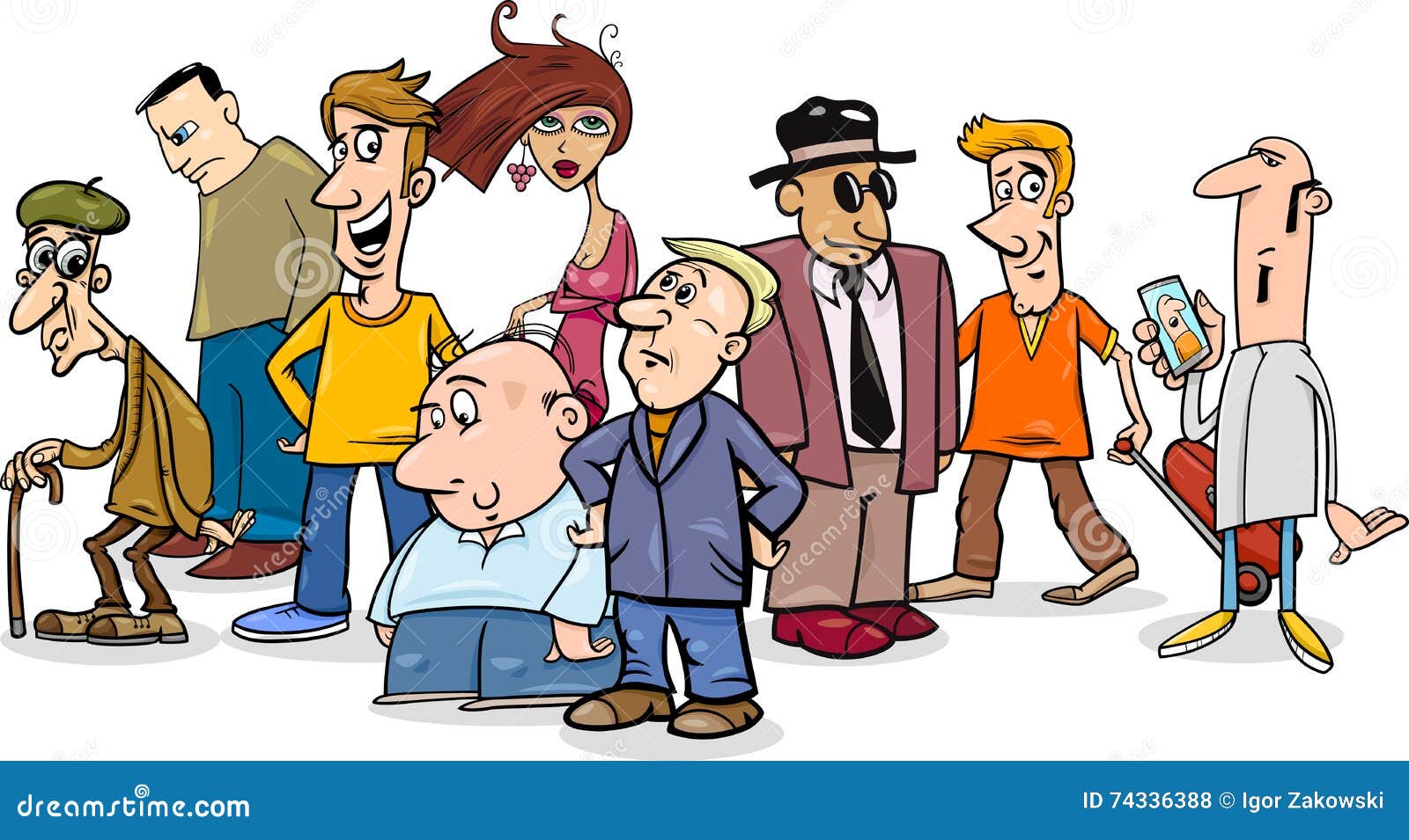 People Group Comic Illustration Stock Vector - Illustration of woman ...