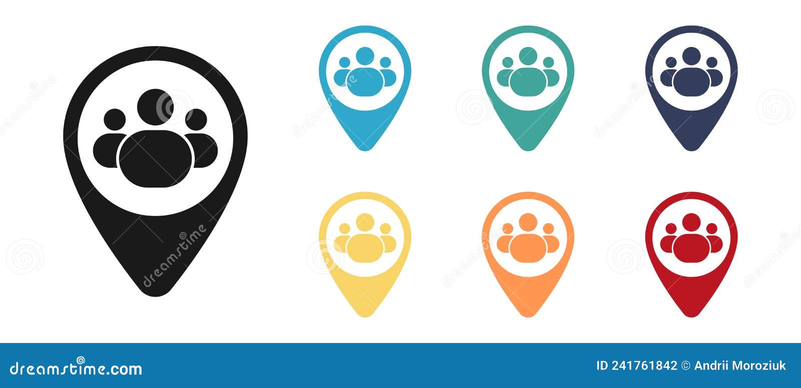People, Group Concept Vector Icon Set, Label on the Map. Set of ...