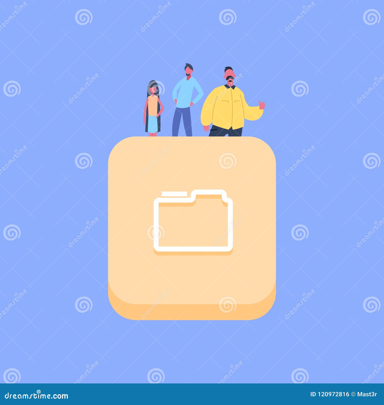 People Group on Database Folder Icon Creative Team Over Blue Background ...