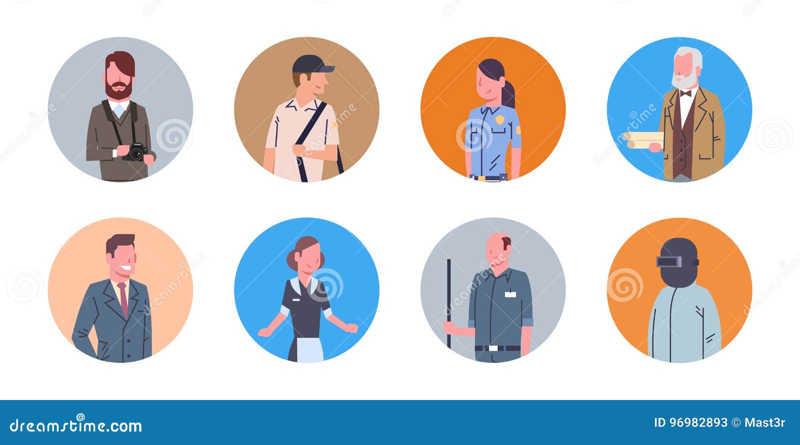 People Group Different Occupation Icons Set Workers Profession ...