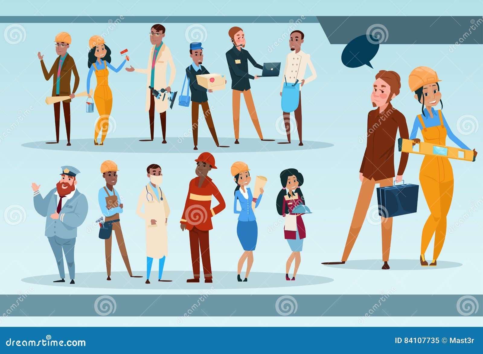 People Group Different Occupation Set, Employees Mix Race Workers ...