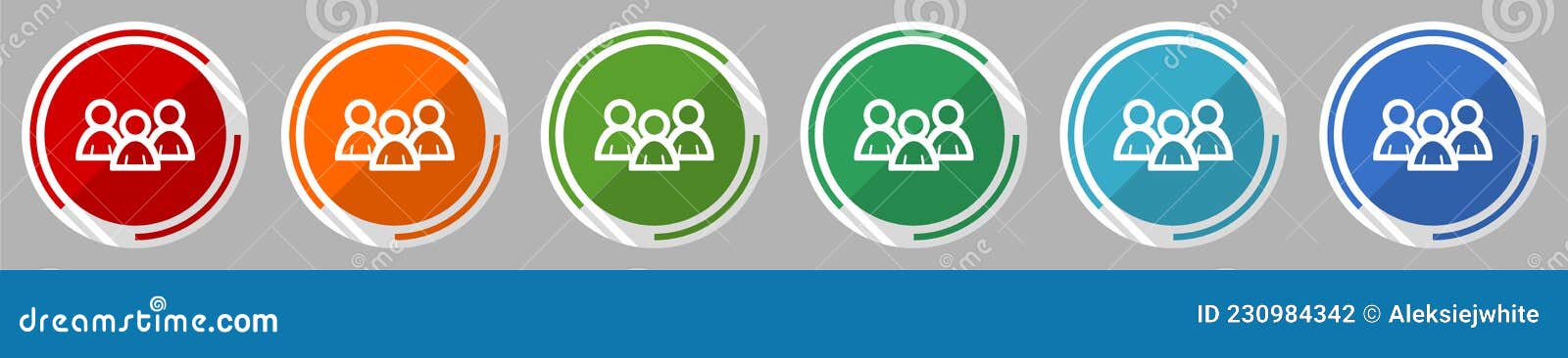 People, Group Icon Set, Vector Illustration in 6 Colors Options for ...