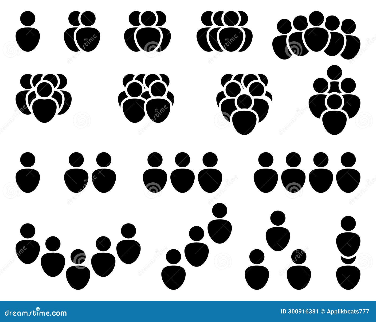 People Group Icons for Teamwork. Crowd Icons. Group of People Logo in ...