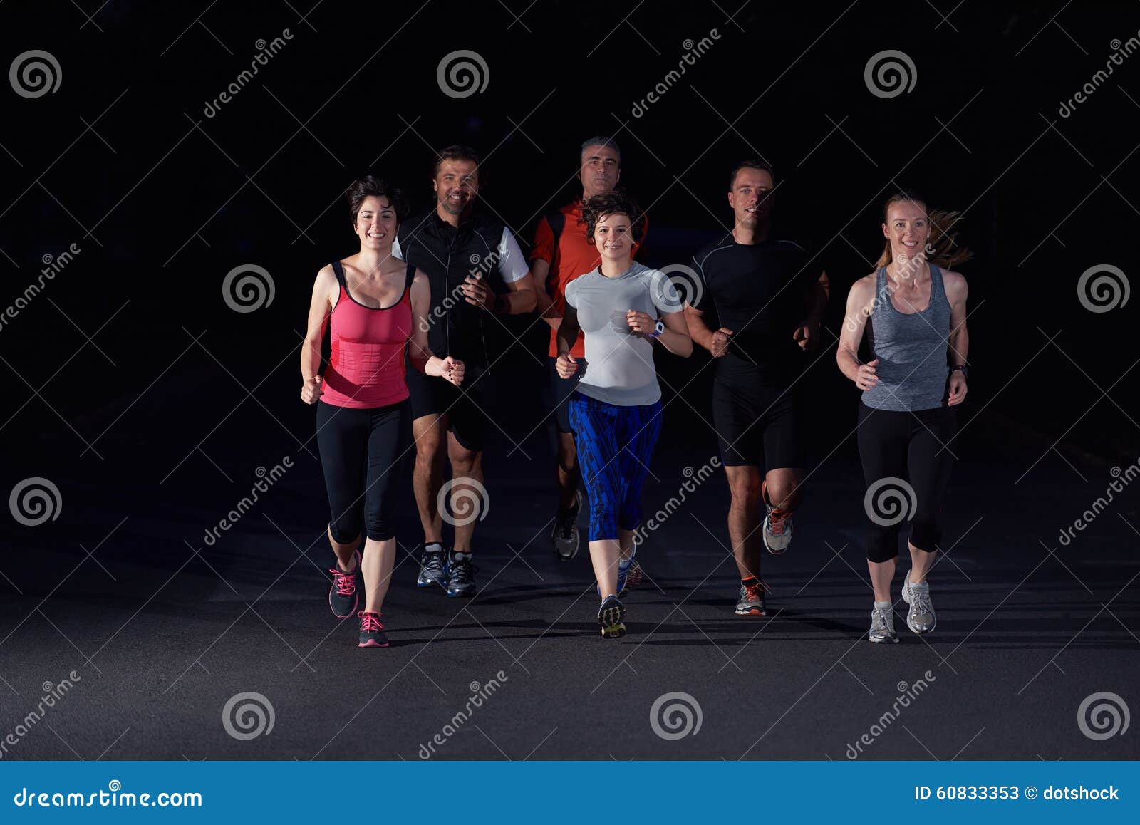 People Group Jogging at Night Stock Image - Image of park, healthy ...