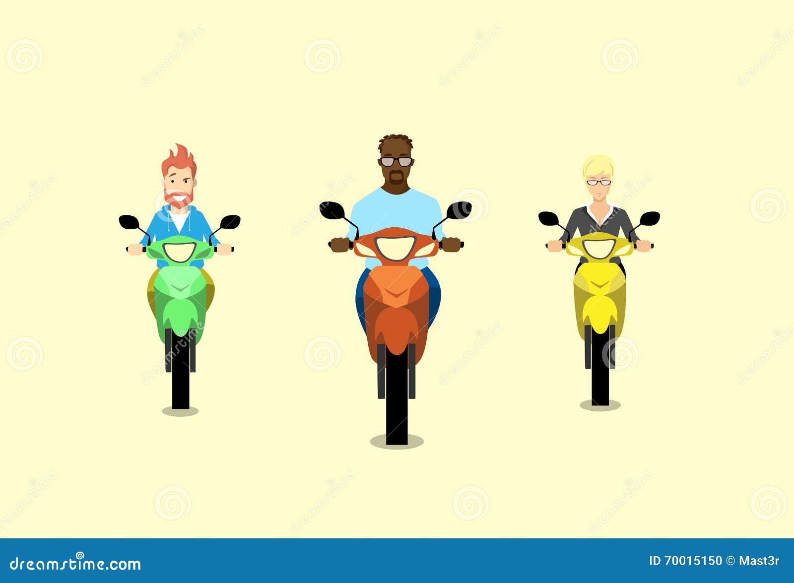 People Group Man Ride Motorcycle Scooter Stock Vector - Illustration of ...