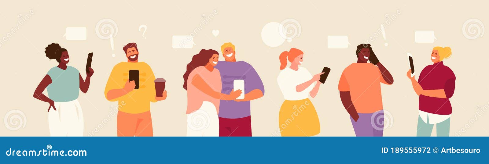People Group with Smartphones Vector Stock Vector - Illustration of ...