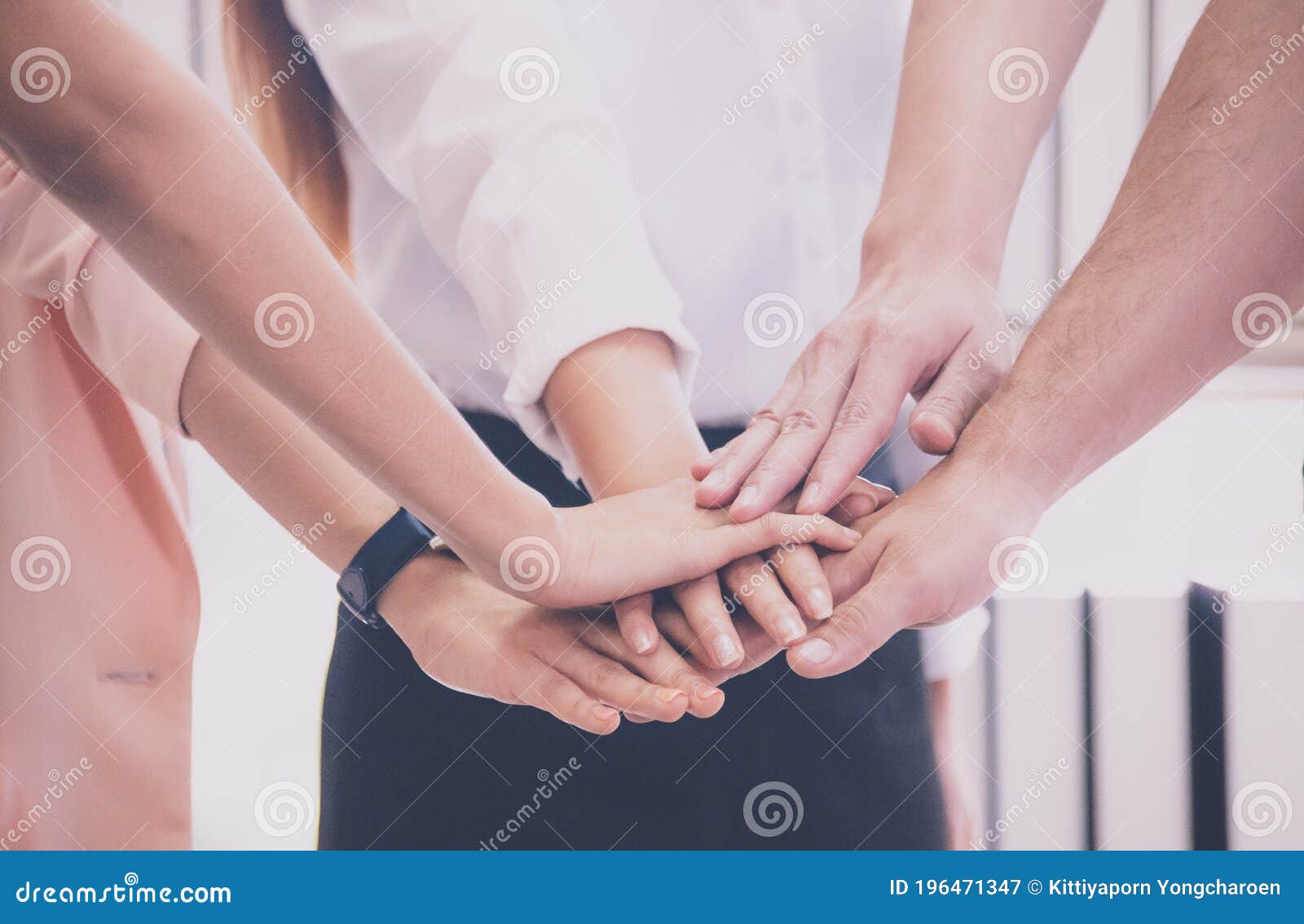 People Group with Their Hands Together in Meeting Room Stock Image ...