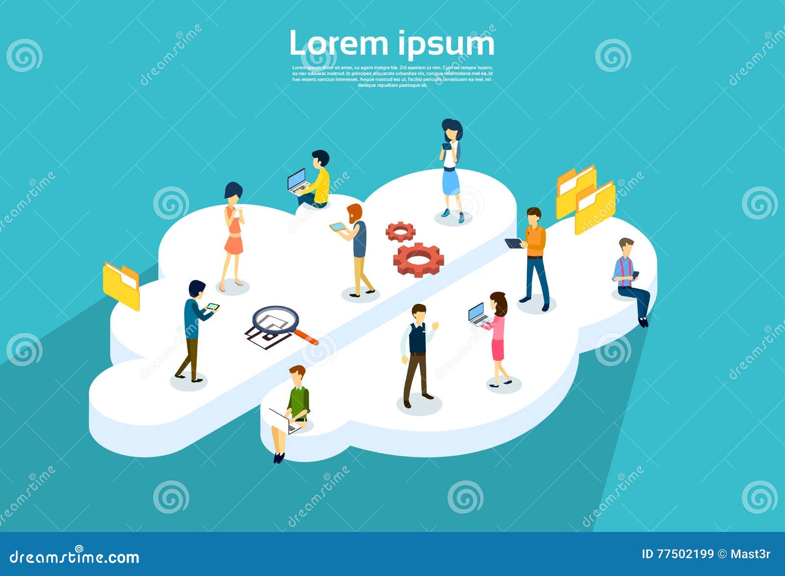 People Group Using Internet Gadgets Online Cloud Service ...