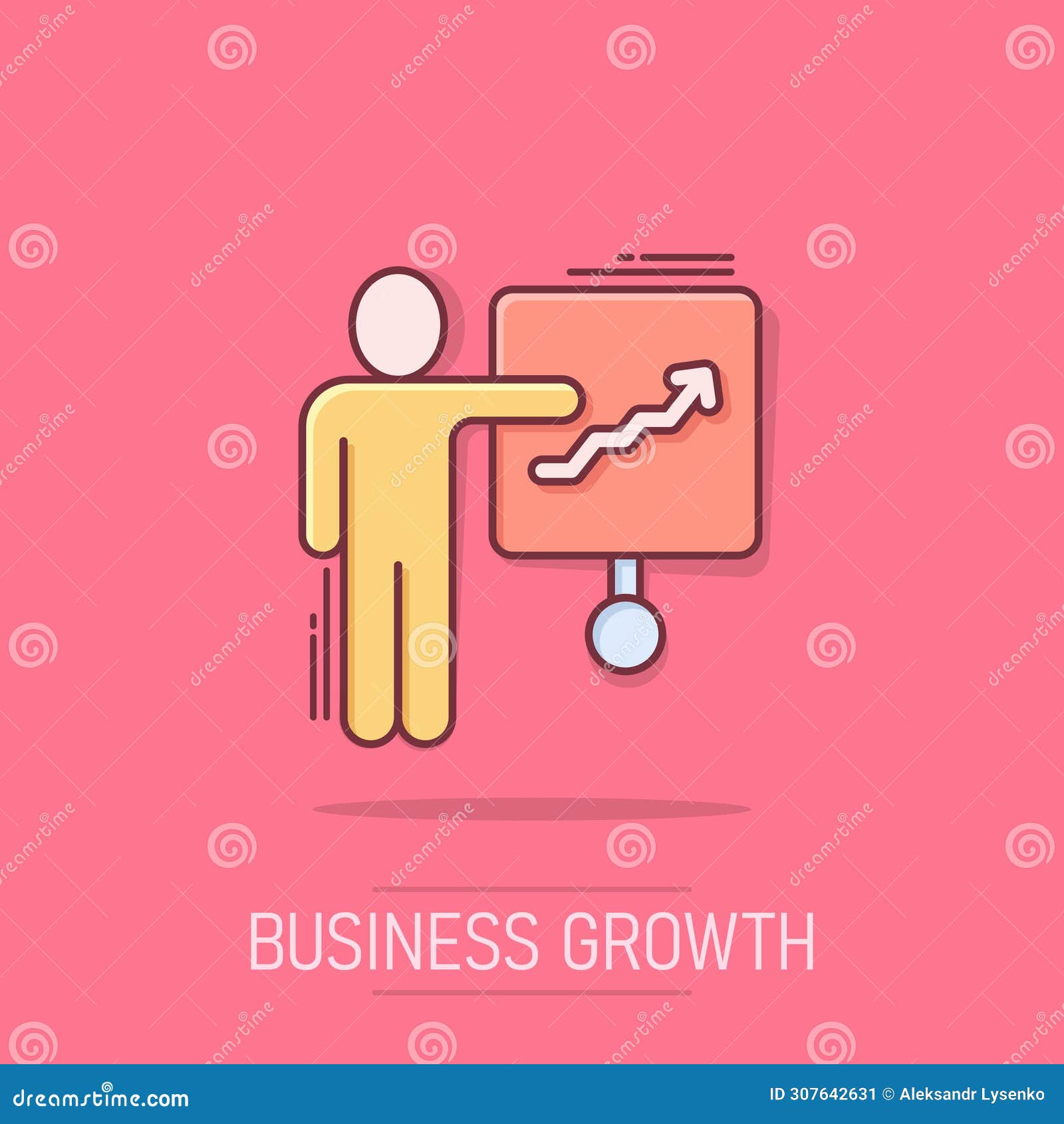 People with Growth Arrow Icon in Comic Style. Work Strategy Cartoon ...
