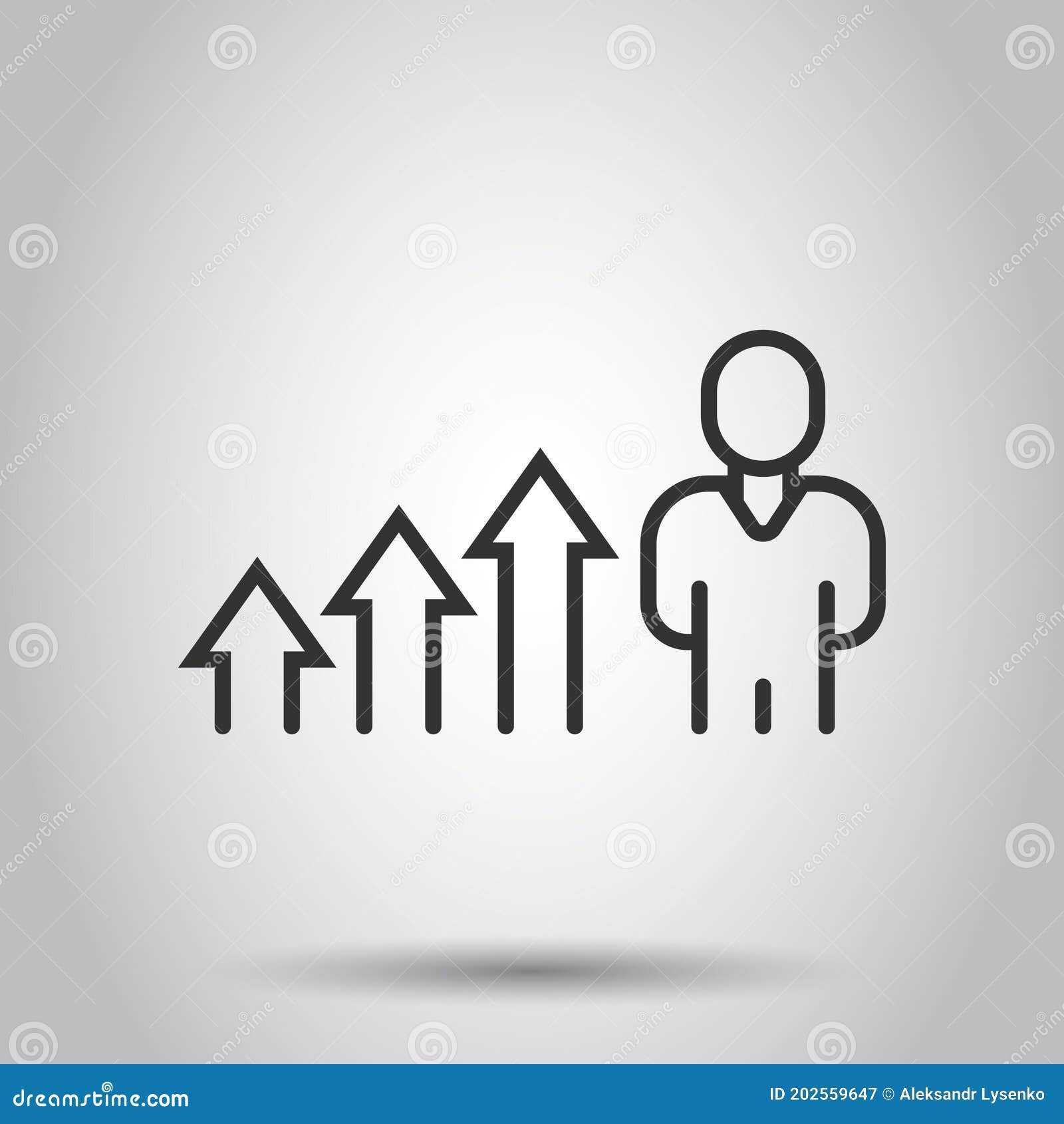 People with Growth Arrow Icon in Flat Style. Work Strategy Vector ...