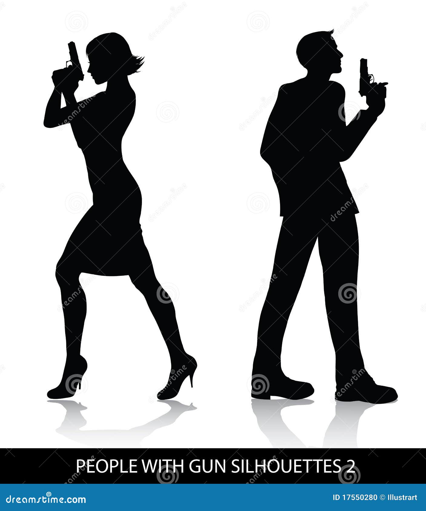 People with Gun Silhouettes Stock Vector - Illustration of graphic ...