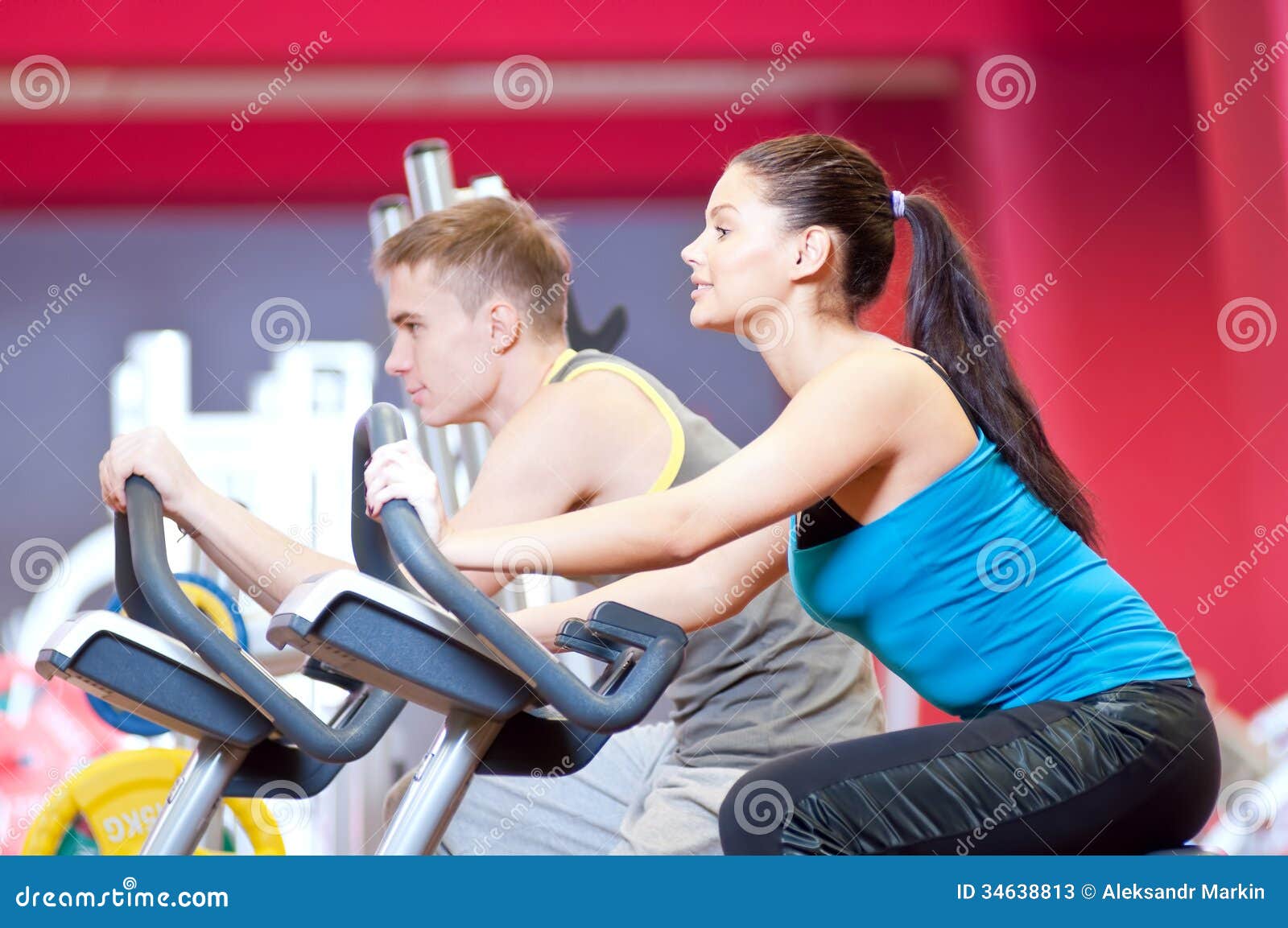 People in the Gym Doing Cardio Cycling Training Stock Image - Image of ...