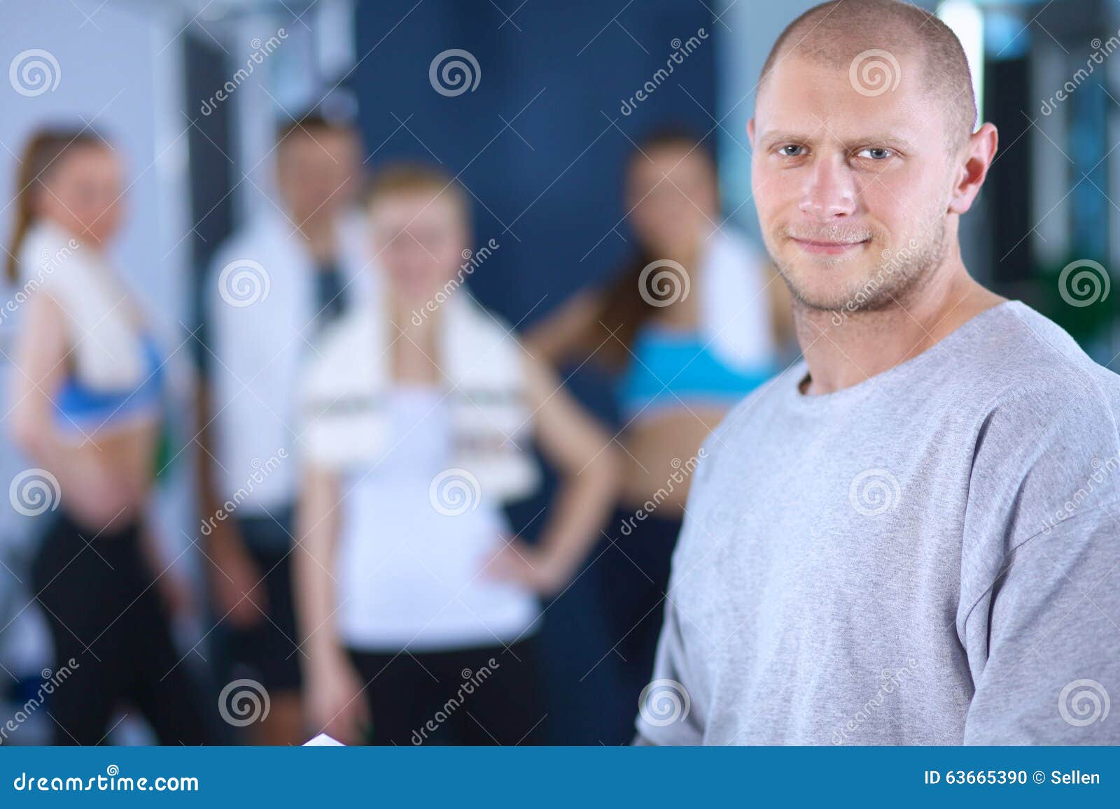 People at the Gym Standing Together Stock Photo - Image of hall, window ...