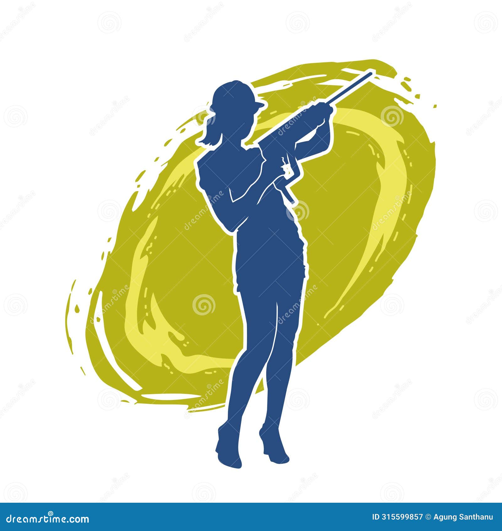 Silhouette of Woman in Construction Worker Costume Carrying Drill Power ...