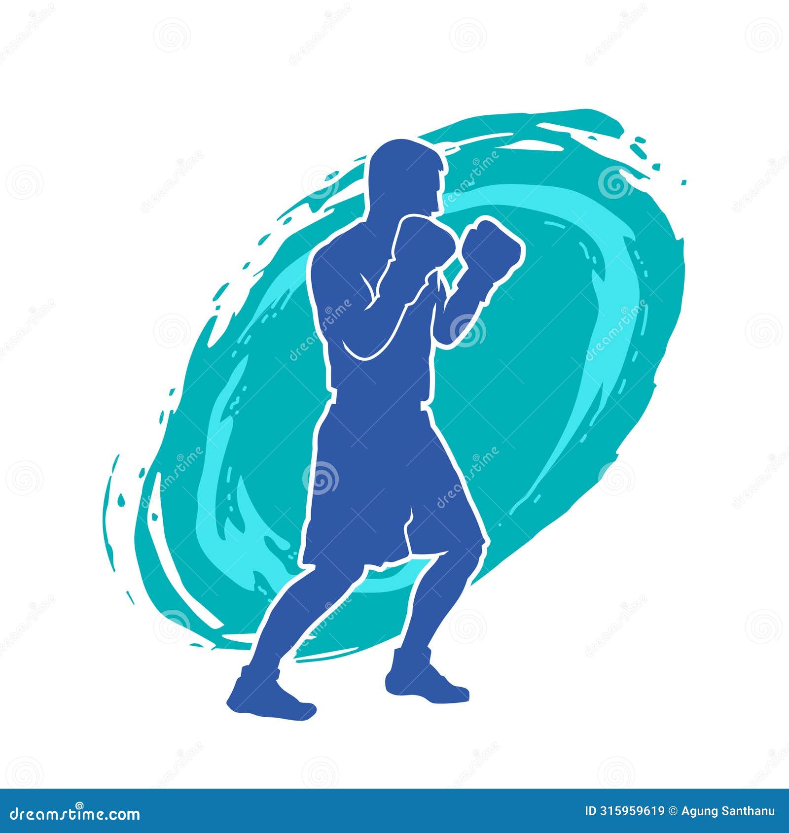 Silhouette of Male Boxing Athlete in Action Pose. Stock Vector ...