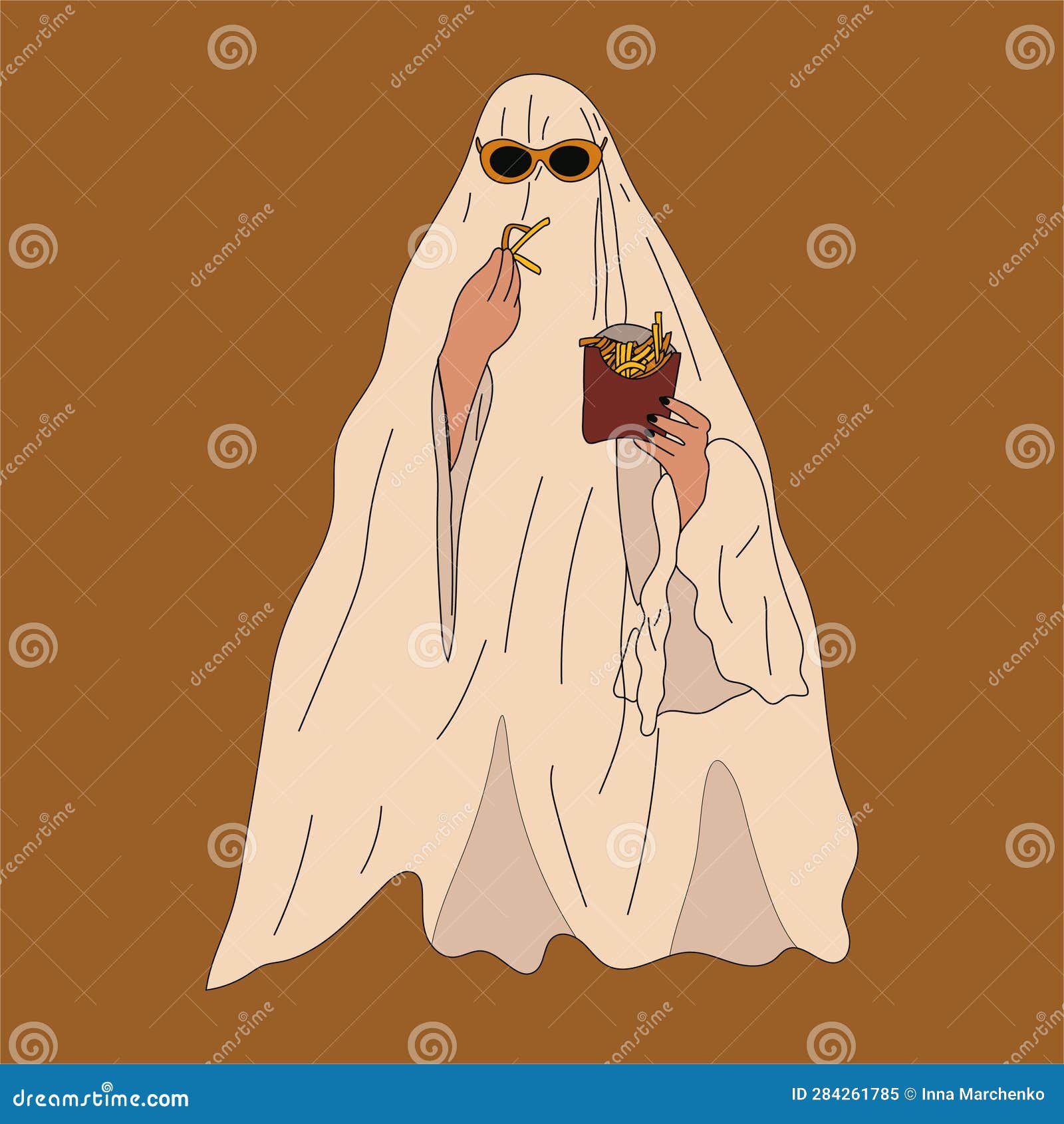 People in Halloween Costume. Ghost. Flat Design Style Vector ...