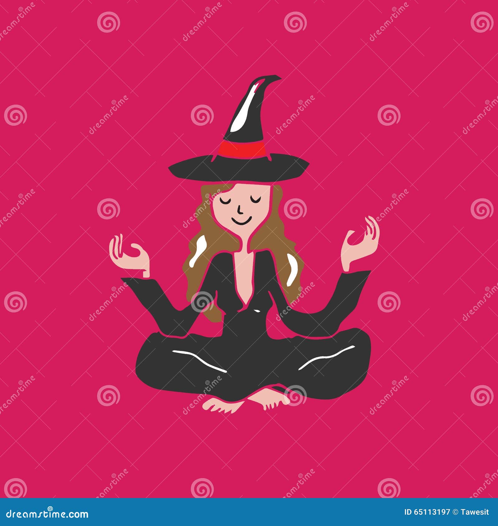 People Halloween Witch Meditation Stock Illustration - Illustration of ...