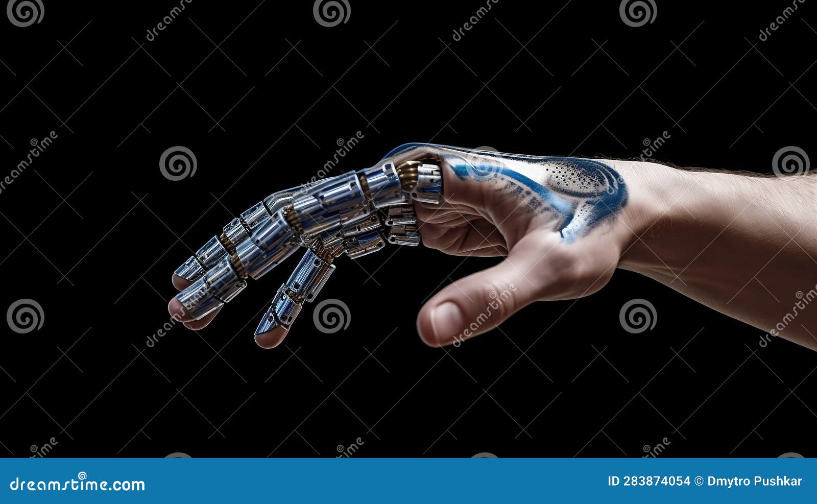 Artificial Intelligence Hand and People Hand. Ai Generative Stock ...