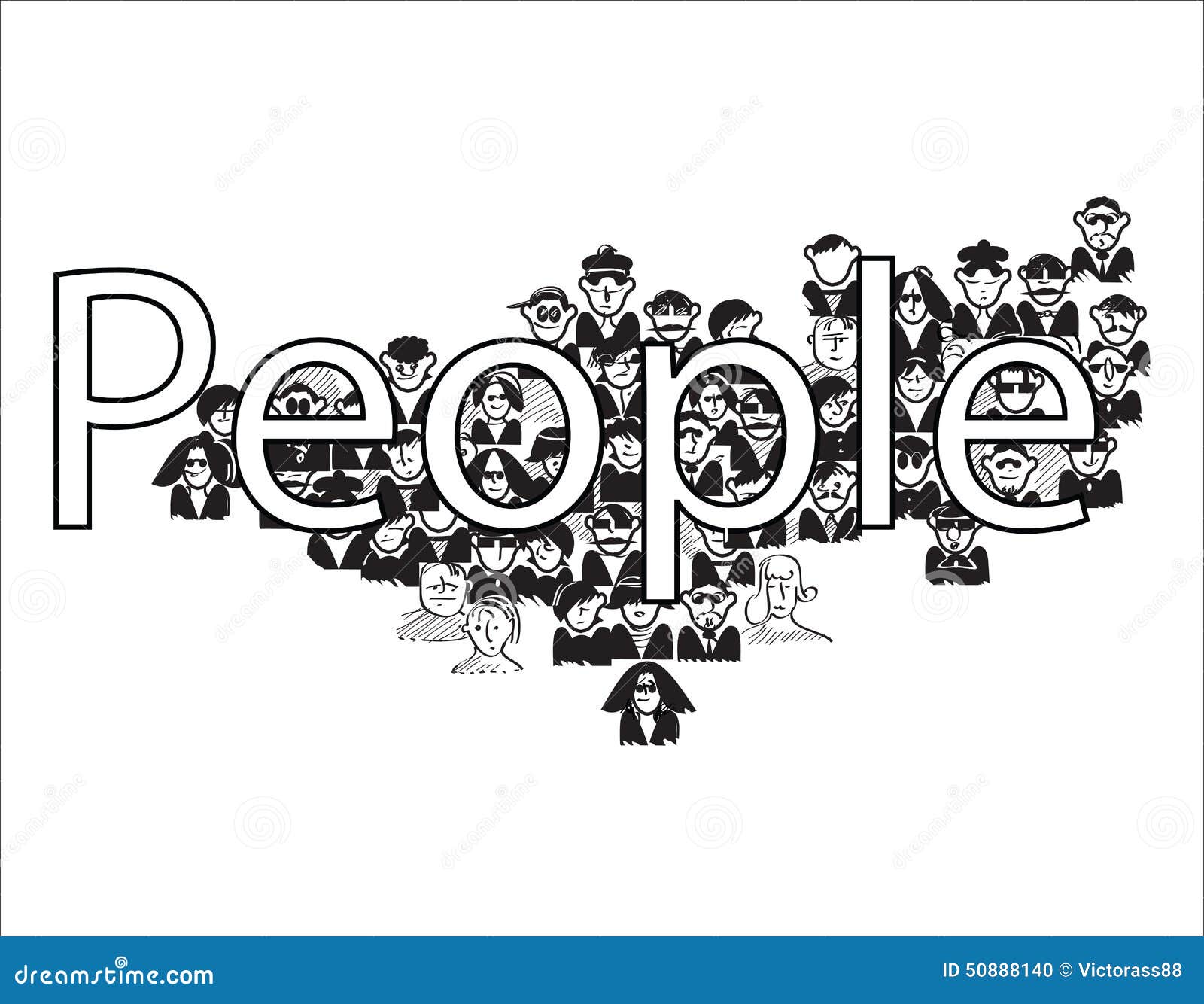 People stock vector. Illustration of text, crowd, face - 50888140
